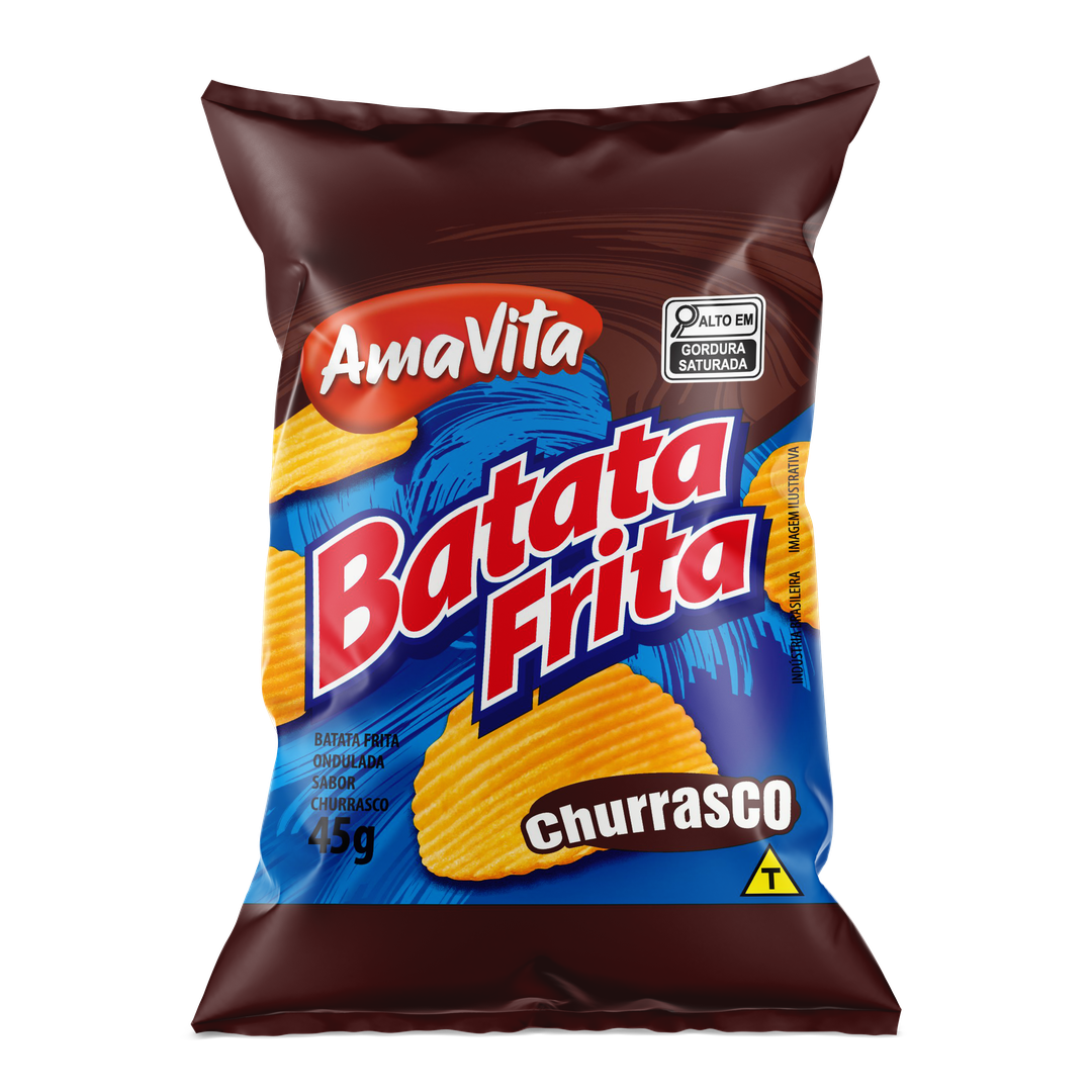 BATATA CHIPS ONDULADA SABOR CHURRASCO 20 X 45G
